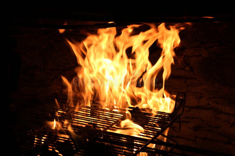 Fire in a grill stock photo. Image of danger, fireplace - 54906122