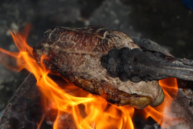 Fire grilled meat stock image. Image of catecholamine - 232302503