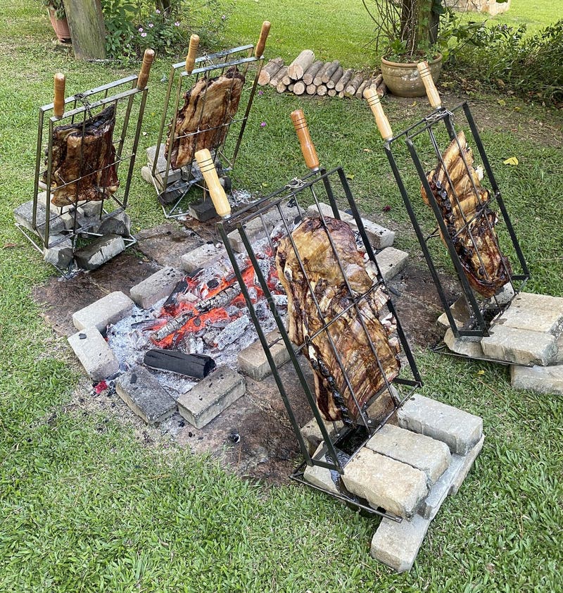 Fire on the Ground Barbecue Stock Photo - Image of summer, barbecue ...