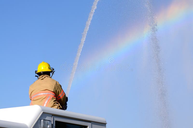 Fire Ground stock photo. Image of stream, firefighter - 51348414