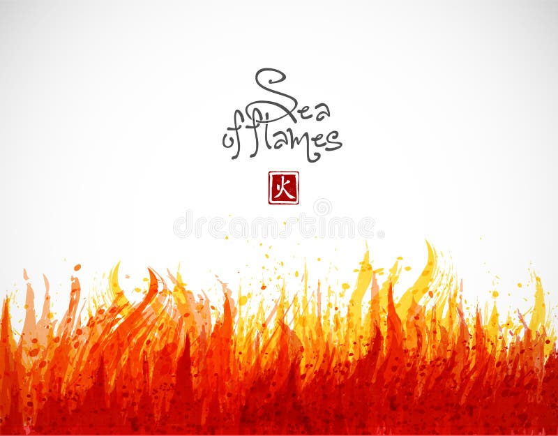 Fire Grunge Splash with Place for Your Text on White Background. Vector ...