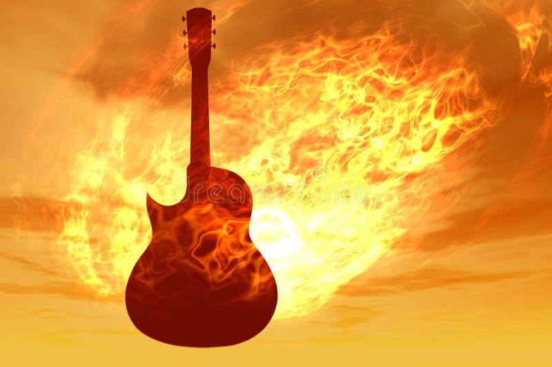 Guitar and fire stock vector. Illustration of emotions - 9842745
