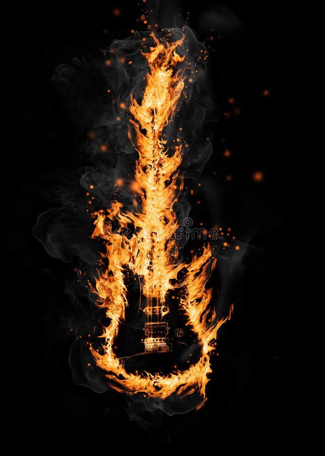Fire guitar stock illustration. Illustration of conceptual - 22950473