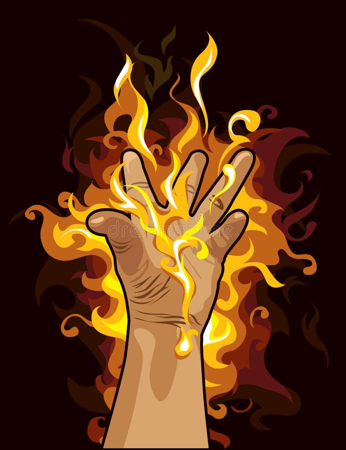 Fire Hand stock vector. Illustration of technology, fire - 30309985