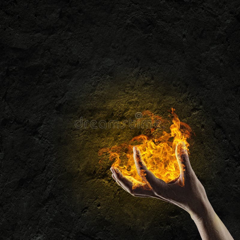 Fire in hand stock photo. Image of design, hand, blazing - 42044668