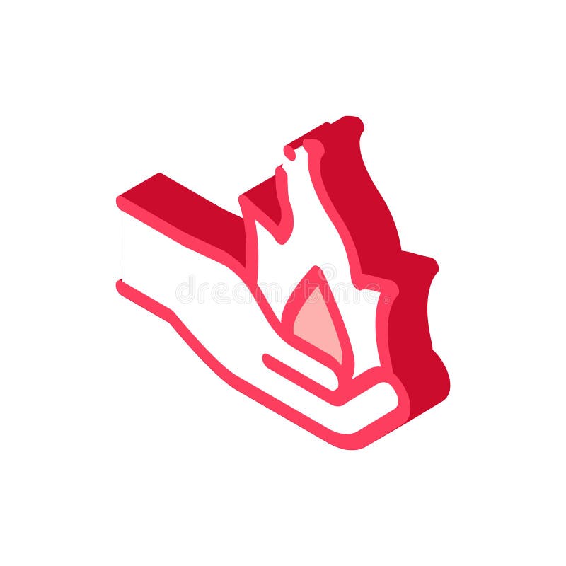 Fire on Hand Symbol Isometric Icon Vector Illustration Stock Vector ...