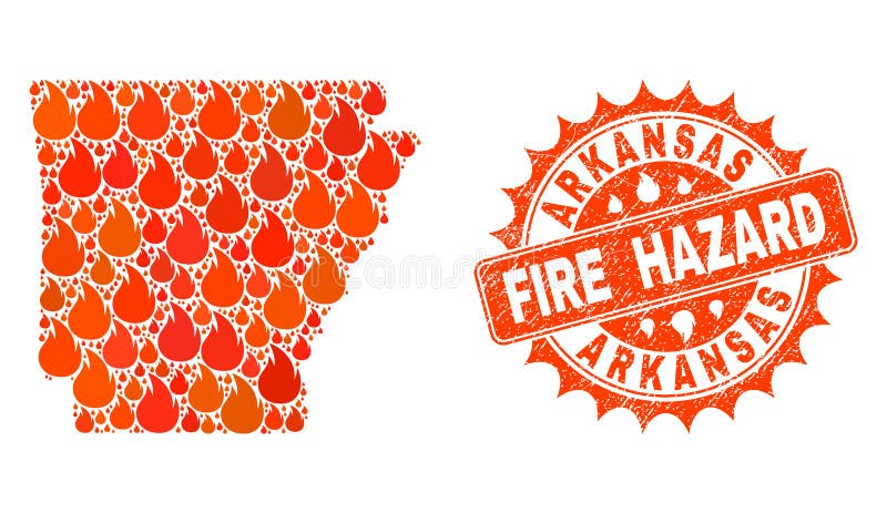 Composition of Map of Arkansas State Burning and Fire Hazard Grunge ...
