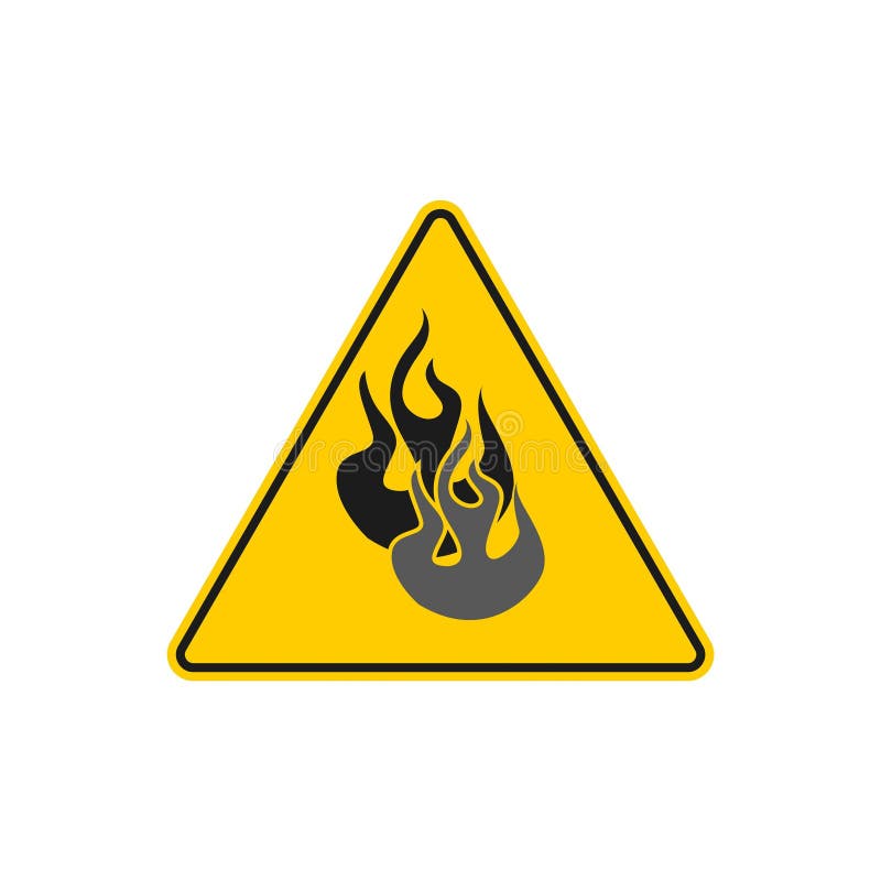 Fire Hazard Icon. Burning Flames Triangle. Yellow Warning Sign. Safety ...