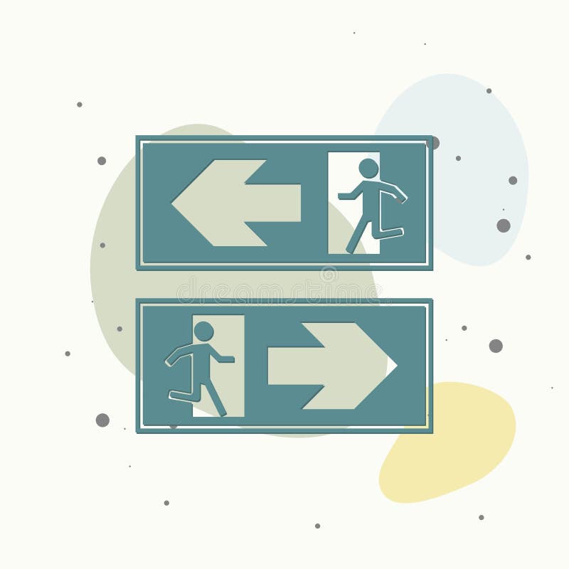 Fire Hazard. Route of Evacuation Vector Icon. Icon of Evacuation ...