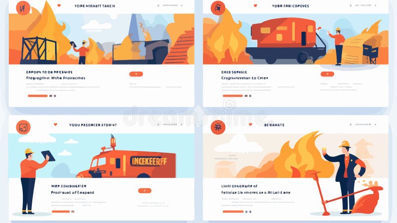Fire Hazard at Workplace Landing Page Template Stock Illustration ...