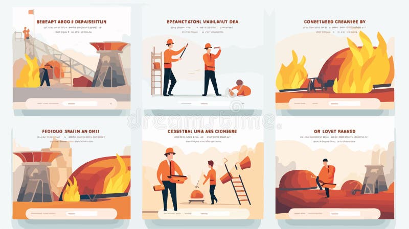 Fire Hazard at Workplace Landing Page Template Stock Vector ...