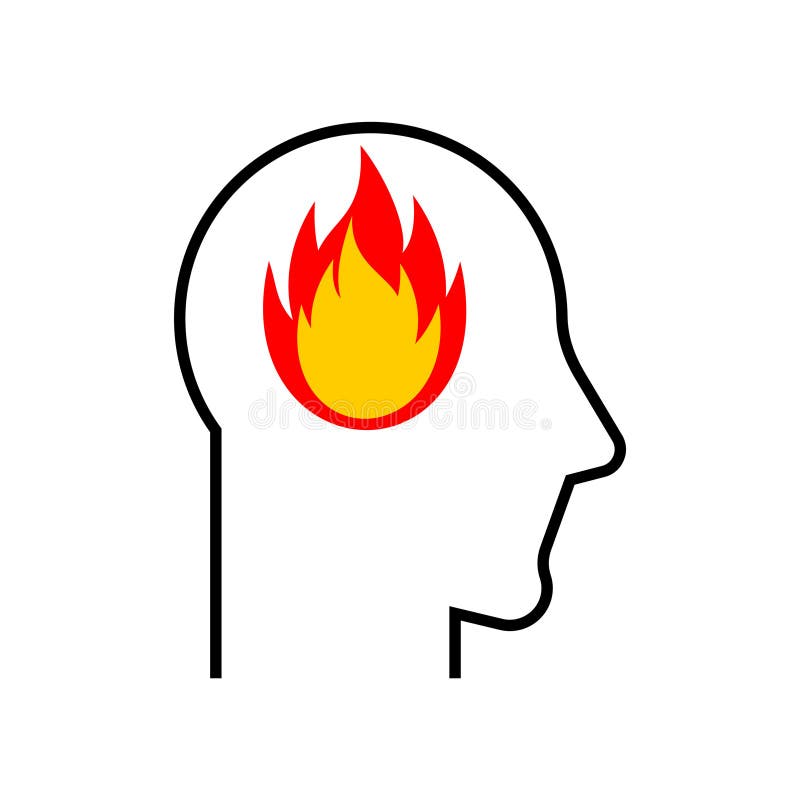 Fire in Head Icon. Sign of an Incendiary Person. Thinks with Fire ...