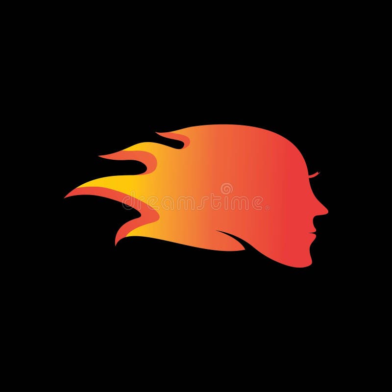 Fire Headed Woman Logo Vector Icon Illustration Stock Vector ...