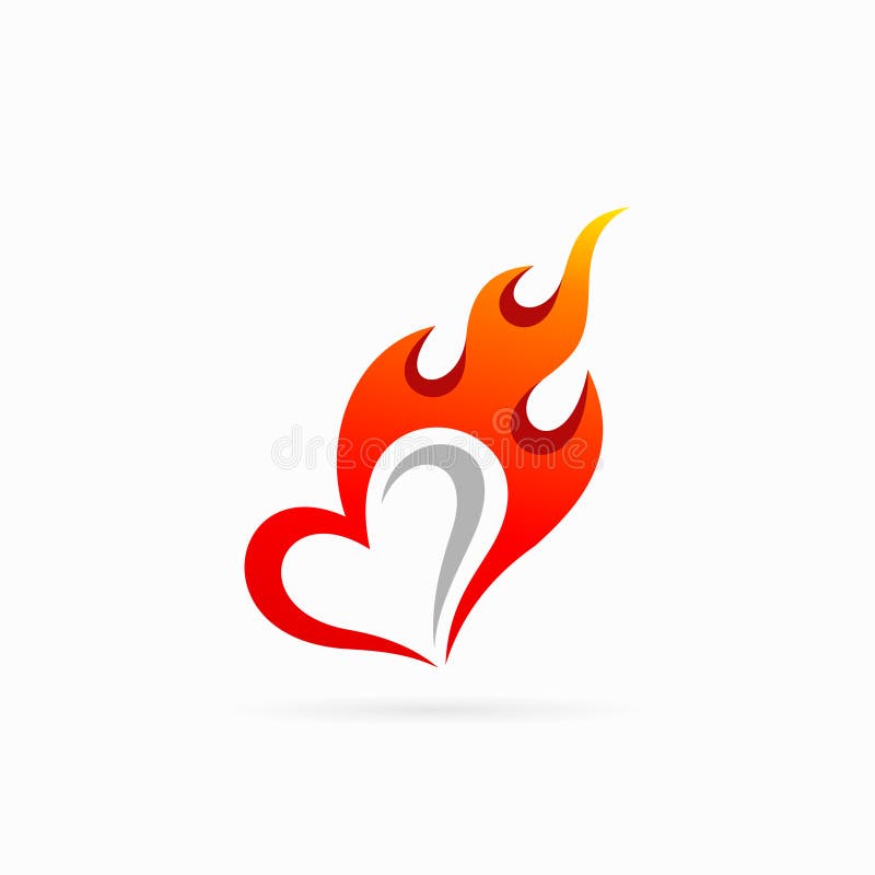 Fire Heart Logo, Love Fire Logo Stock Vector - Illustration of romance ...