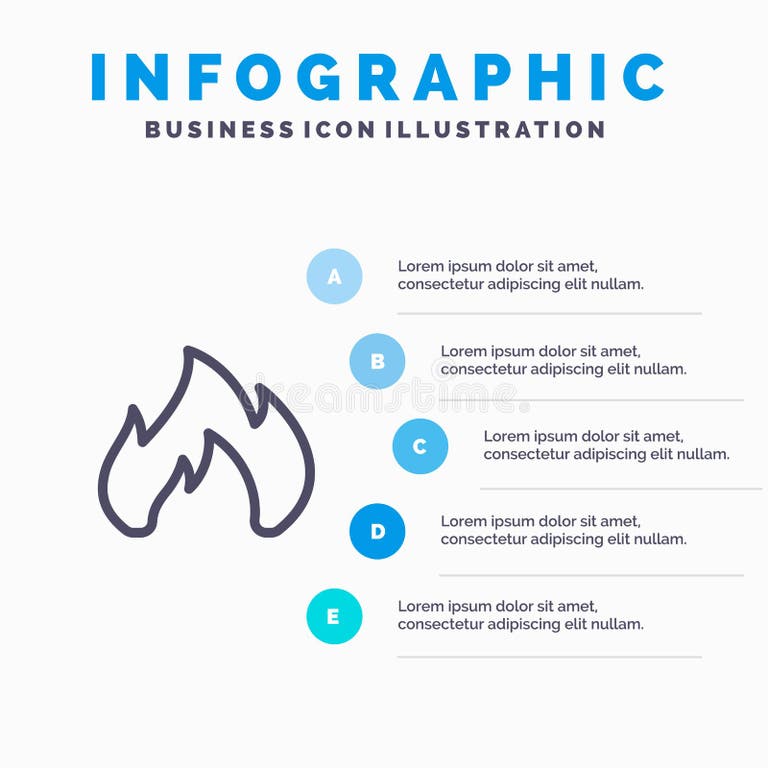 Fire, Heating, Fireplace, Spark Line Icon with 5 Steps Presentation ...