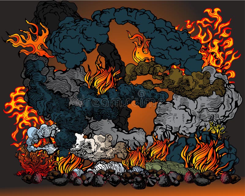 Fire in hell stock vector. Illustration of orange, bonfire - 14495925