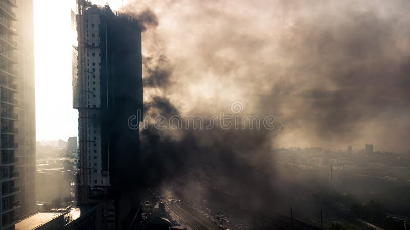 Fire in a High-rise Building Stock Photo - Image of inferno, disaster ...