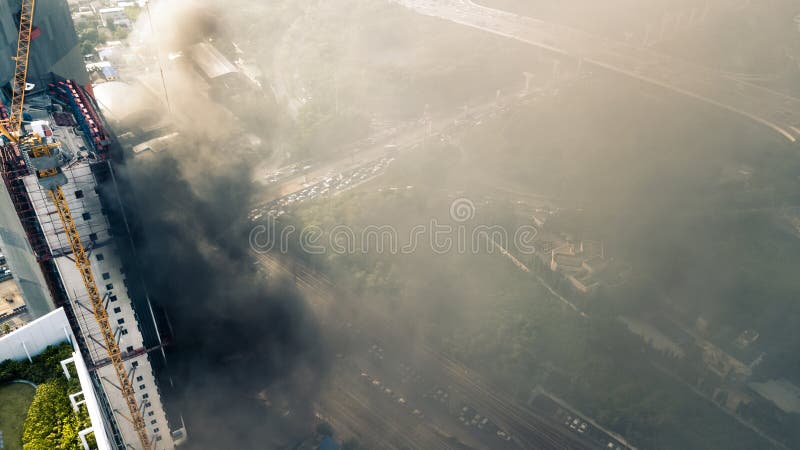 Fire in a High-rise Building Stock Photo - Image of city, apartment ...
