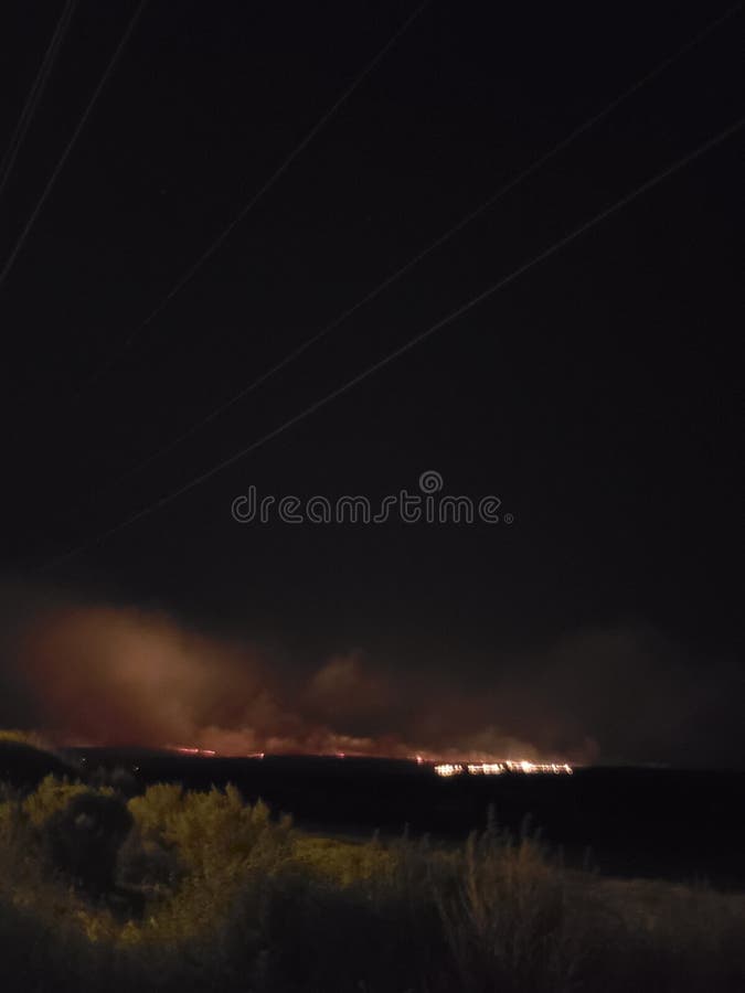 Fire stock photo. Image of night, fire, hillside, burning - 124076030