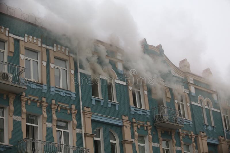Fire in a Historic City-center Building. Stock Photo - Image of ...