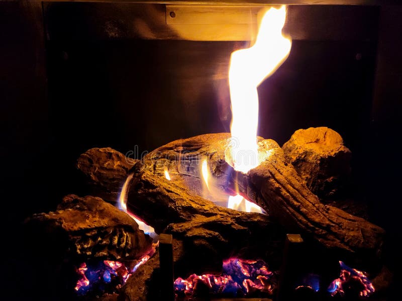 Fire in Hollow Log stock photo. Image of hollow, flame - 264792660