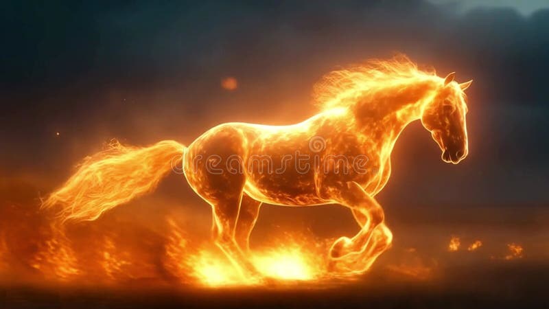 Fire Horse Galloping. Mystical Creatures Stock Footage - Video of ...