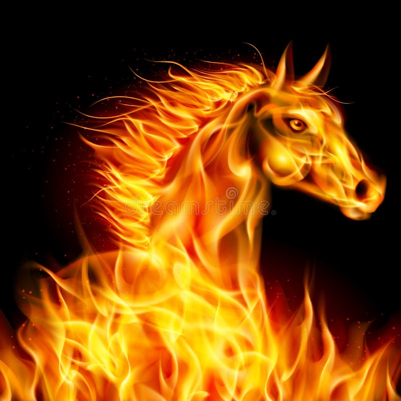 Fire Horse stock illustration. Illustration of orange - 14280280
