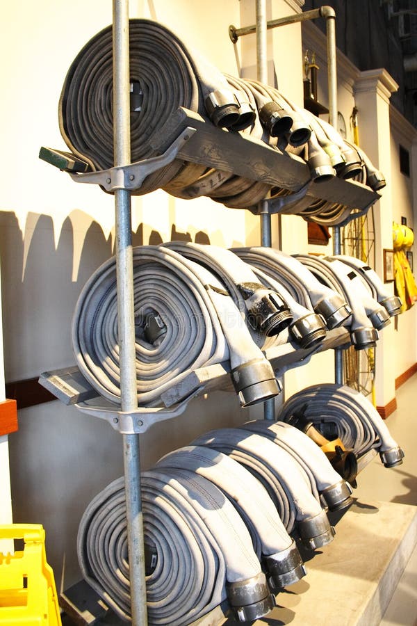 Fire Hose Reel, Safety Fire Extinguisher Stock Photo - Image of nozzle ...