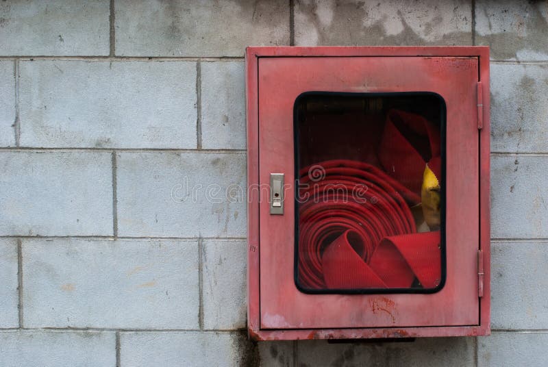 Fire Hose Cabinet stock photo. Image of grey, material - 35425208