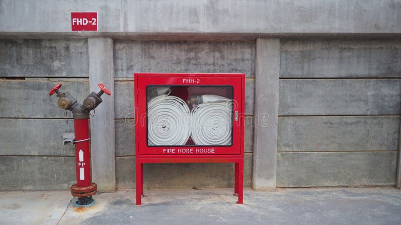 Fire Hose Cabinet in Red Color.it is Emergency Equipment Stock Image ...