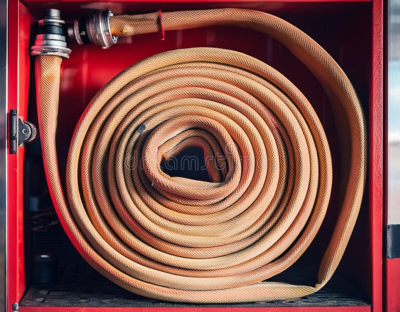 Fire Hose Coiled Neatly at a Fire Station, Representing Organized ...