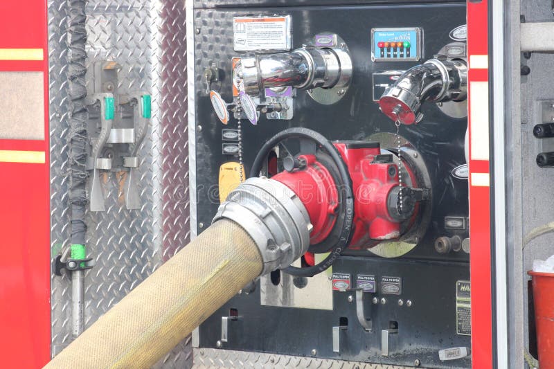 Fire Hose Hooked Up To a Firetruck Stock Image - Image of extinguish ...