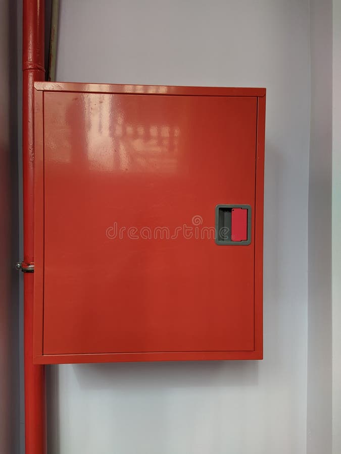 Fire Hose Packed Inside of Red Emergency Box Stock Photo - Image of ...