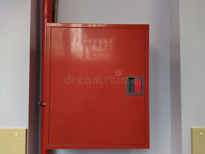 Fire Hose Packed Inside of Red Emergency Box Stock Image - Image of ...