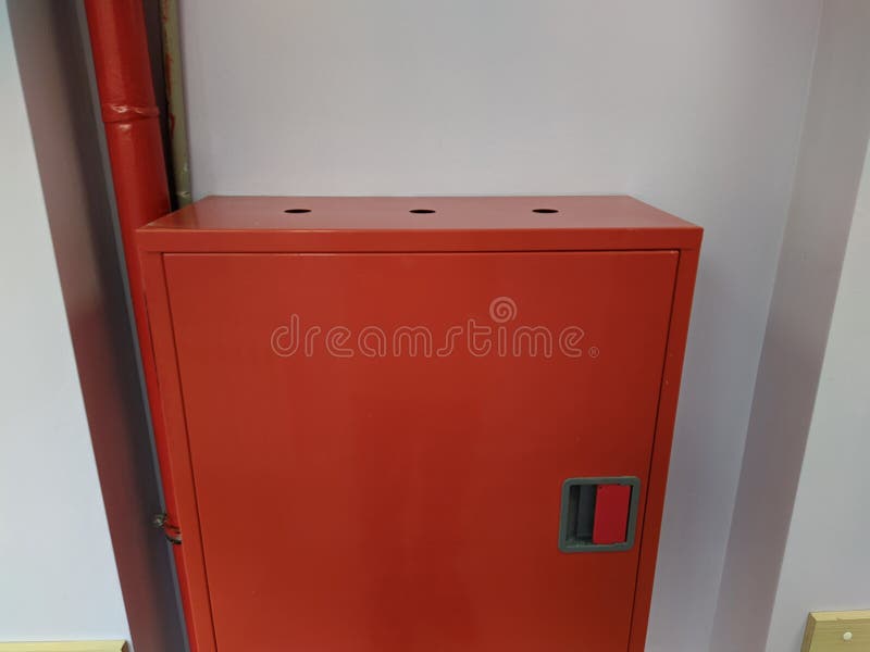 Fire Hose Packed Inside of Red Emergency Box Stock Photo - Image of ...