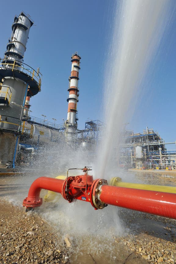 Fire Hose Spray Water on Fire Tap Stock Photo - Image of flames ...