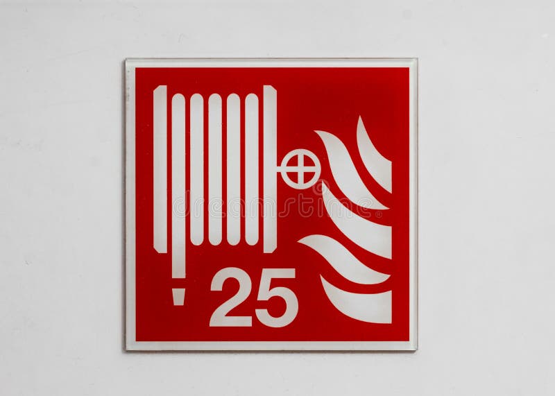 Fire Hose Symbol in Red with Number 25 Stock Photo - Image of ...