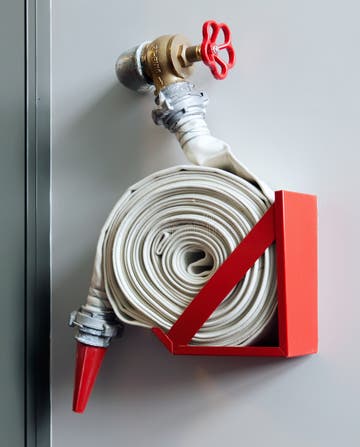 Fire-hose on the wall stock photo. Image of flame, extinguish - 20613308
