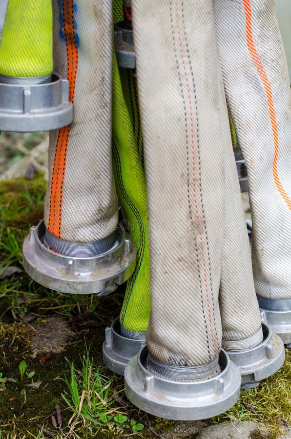Fire Hoses, Detail. Fire Fighting Stock Image - Image of fighting ...