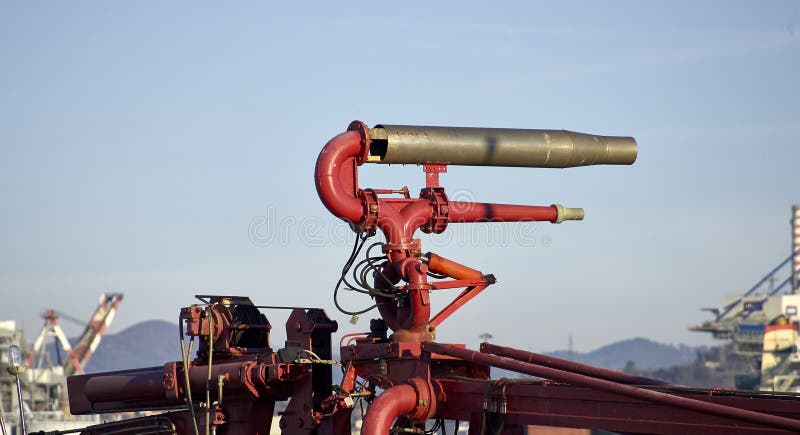 Fire hoses on a tug stock photo. Image of ocean, jets - 82730116