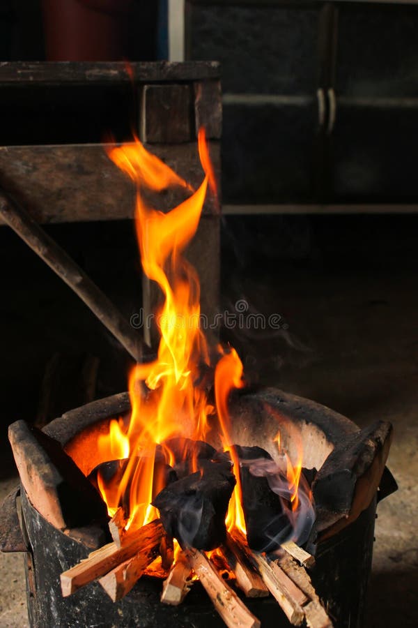 Fire Hot Flame on Stove Charcoal for Cooking Stock Photo - Image of ...