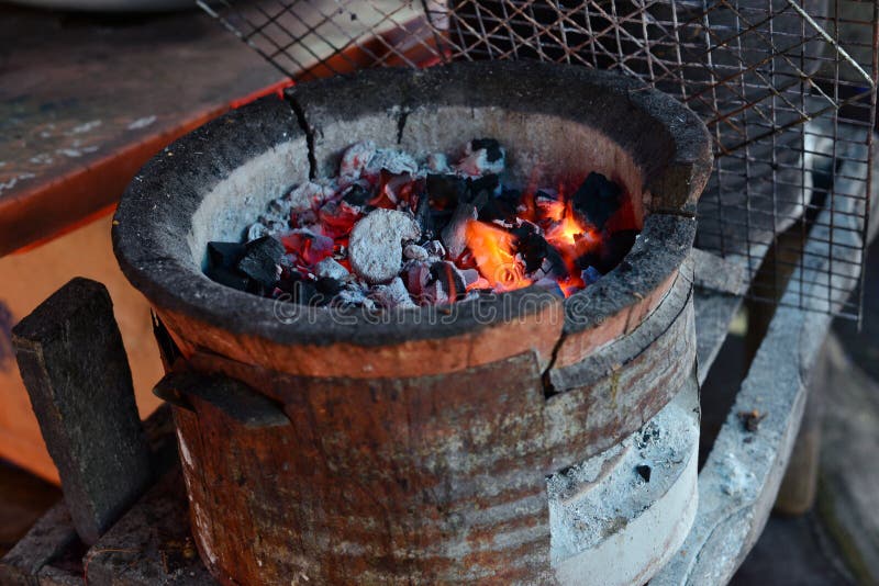 Fire Hot Flame on Stove Charcoal for Cooking Stock Photo - Image of ...