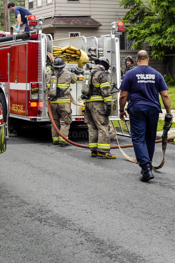 Firemen at a House Fire in Toledo, Ohio Editorial Stock Image - Image ...