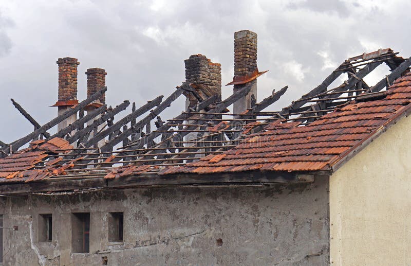 Fire house roof stock photo. Image of house, roof, burnt - 211113150