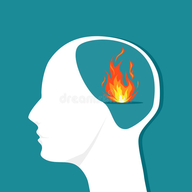 Fire in the Human Head. the Keen Thinker Stock Vector - Illustration of ...
