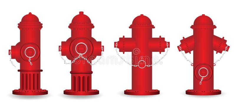 Illustration of Fire Hydrant Set with Red Pipes Isolated Stock ...