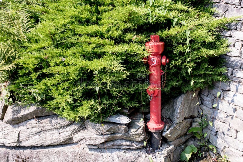 Fire Hydrant in Alpine Scene Stock Image - Image of security, plug ...
