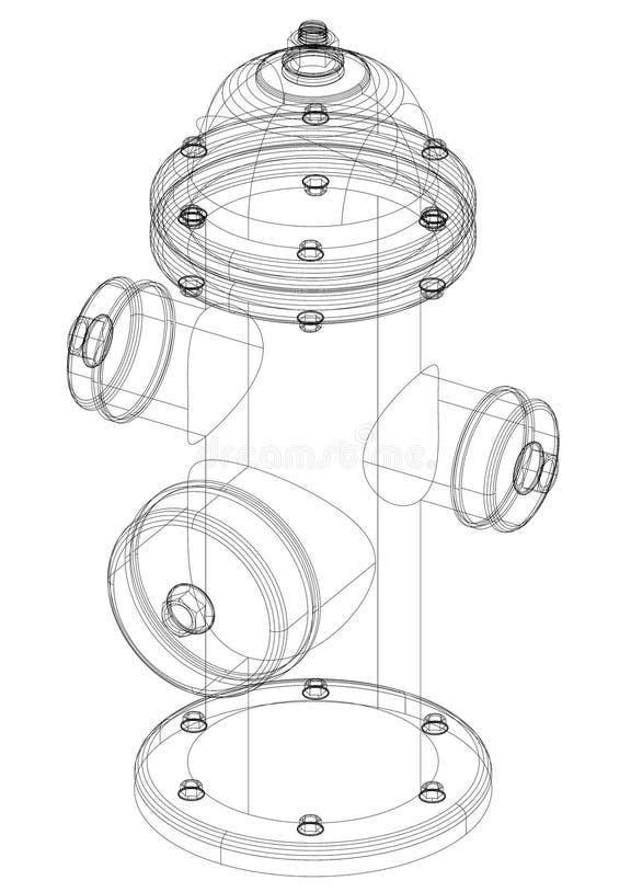 Fire Hydrant Architect Blueprint - Isolated Stock Illustration ...