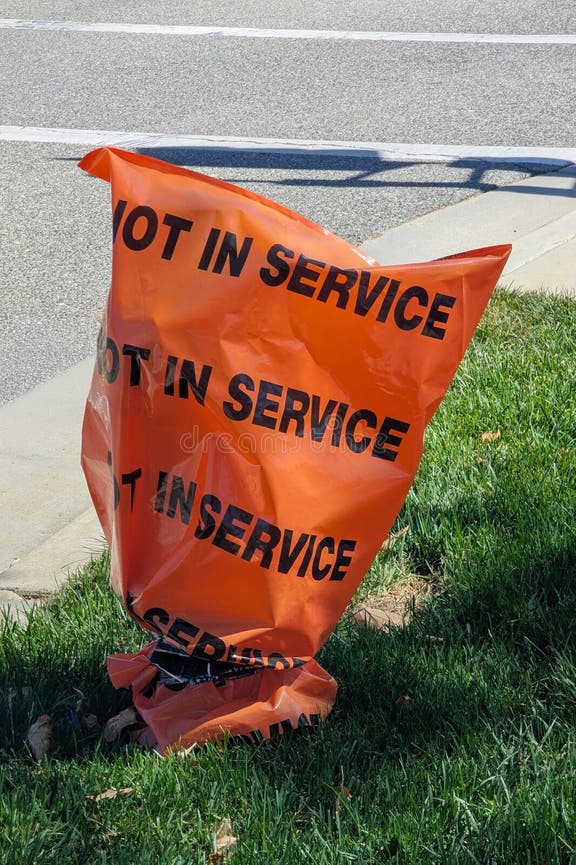 A Fire Hydrant is Bagged and Marked Not in Service Stock Photo - Image ...