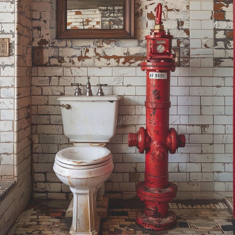 Fire Hydrant in a Bathroom - Unusual Decor Choice! Stock Photo - Image ...